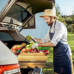 KQNZT Reusable Grocery Bags, Heavy Duty Reusable Shopping Bags, Large Tote Bags with Long Handles and Reinforced Bottom, Lake Boat Hot Air Balloon Sunset