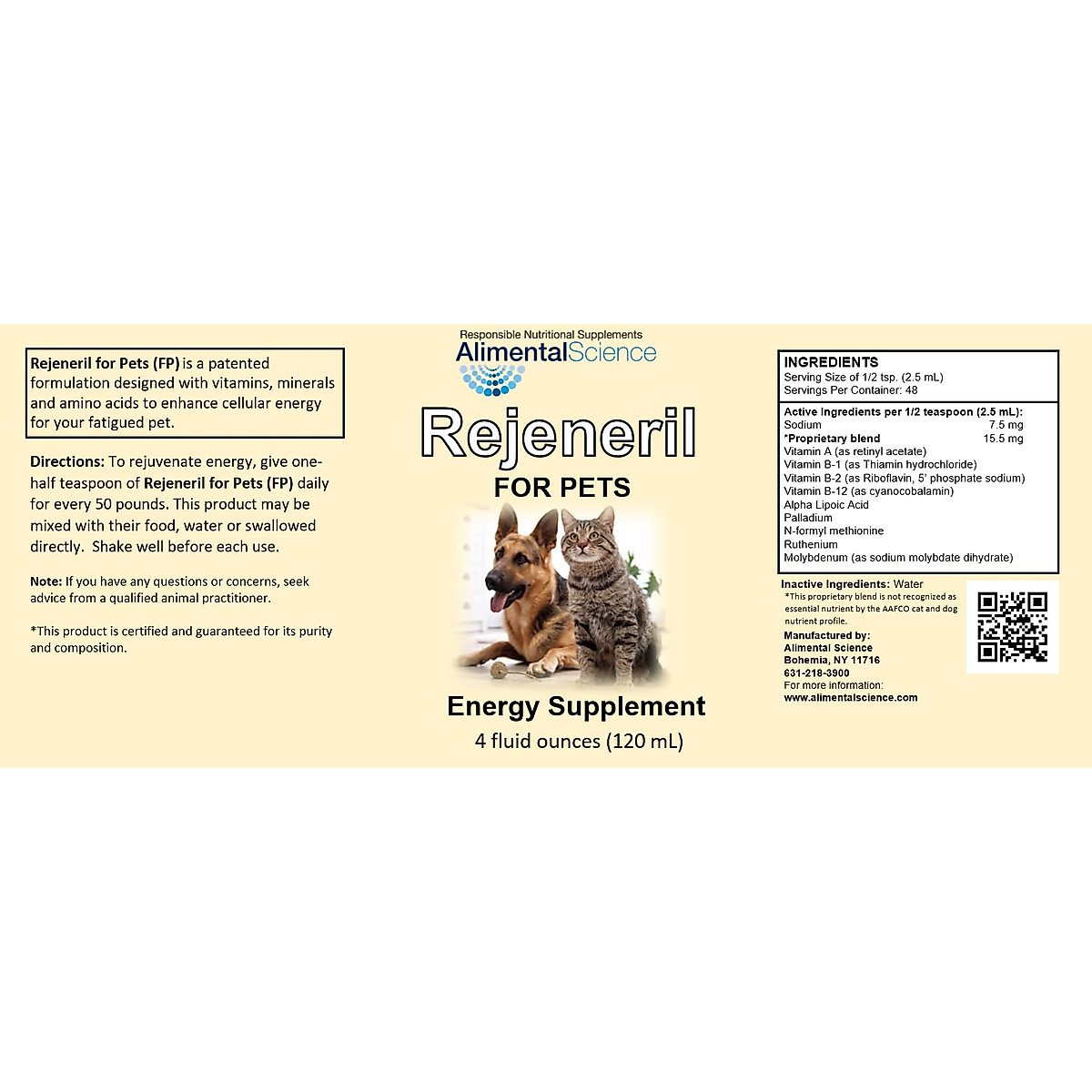 Rejeneril-FP 4oz up to 240 Servings Naturally Relieve Fatigue in Pets Increase Energy Normal Appetite Immune Support Dog Cat & Pet Formulation Antioxidant Vitamin Mineral Supplement Longevity Vitality