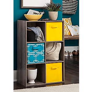 ClosetMaid Cubeicals 6 Cube Storage Shelf Organizer Bookshelf Stackable, Vertical or Horizontal, Easy Assembly, Wood, Natural Gray Finish