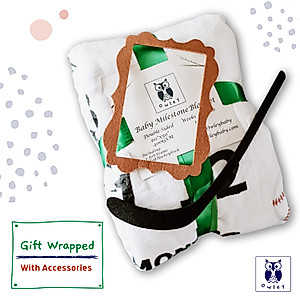 OWLEY Monthly Milestone Blanket for Newborns to Toddlers, Double Sided 1-24 Weeks or Months, Oversized 60x50 in, Perfect Unisex Gift for Baby Showers, Sports Fans’ Birthdays, Baby Boys, Girls