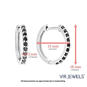 Vir Jewels 1/2 cttw Black Diamond Hoop Earrings .925 Sterling Silver Round Prong 3/4 Inch