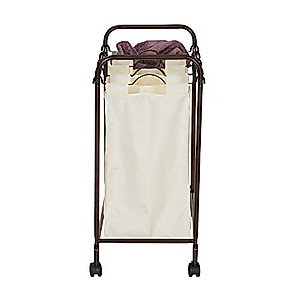 Household Essentials 7173 Rolling Quad Laundry Sorter with Removable Hamper Bags | Antique Bronze Frame