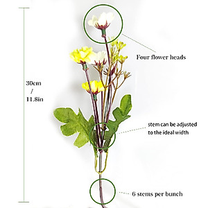 skycats Artificial Flowers, Artificial Daisy Silk Flowers, Flowers for Home Wedding Kitchen Garden Patio Window Box Office Table Centerpieces Indoor Outdoor Decor (4 Bundles White, excluding vases)