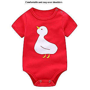 FLORNO Unisex Baby Bodysuits 5-Pack Baby Short Sleeve Bodysuits Onesies Bodysuit Short-Sleeve Bodysuits0 Organic Cotton (9-12 Months)