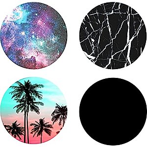 IYAYUHE Multi-Function Cell Phone Stand,Purple Blue Black Galaxy Marble Palm Tree Expanding Stand Grip for Smartphones and Tablets (4 Pack)