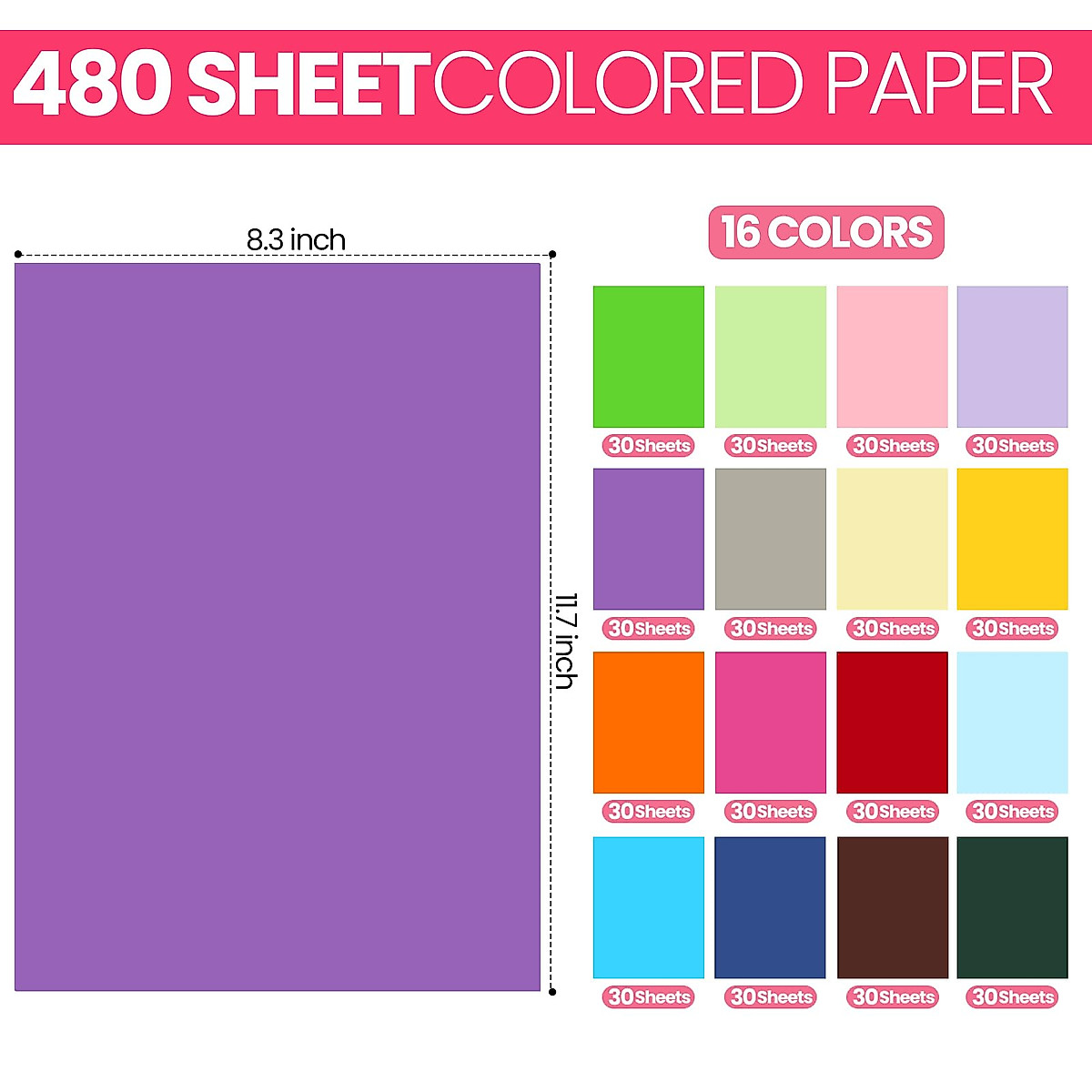 Thenshop 320 Pcs Cardstock Paper 16 Assorted Color 250gsm 8.3 x 11.6 A4 Construction Heavy Weight Thick Double Sided Printed Colored Paper for DIY Cards Making Art Scrapbooking School Party