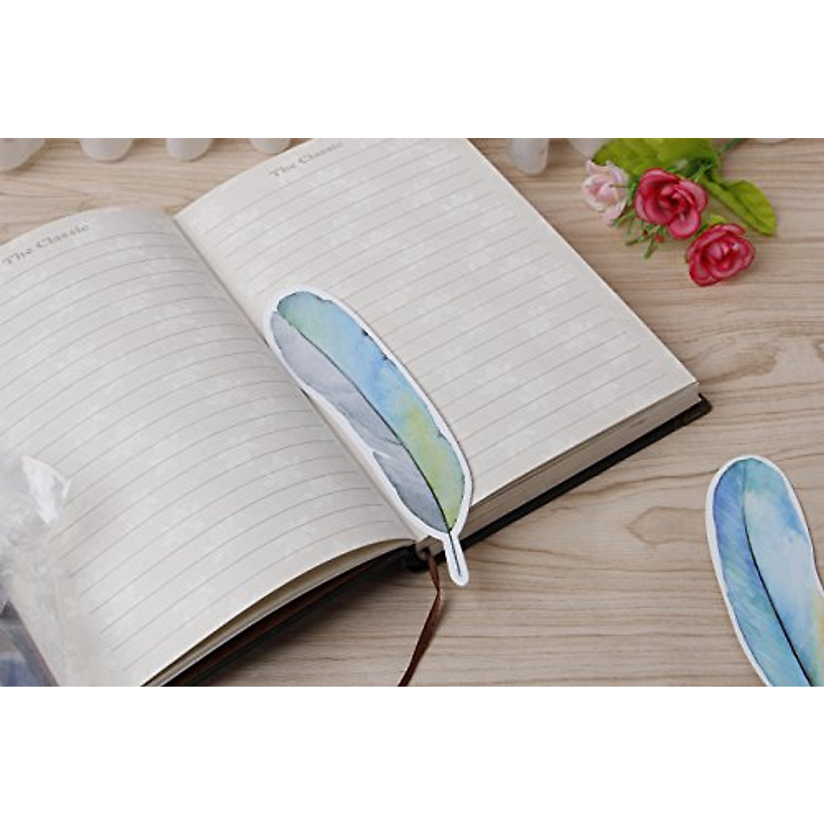 Usdepant 30Pcs/Set Colorful Feather Shape Paper Bookmarks for Reading (Colorful Feather Shape)