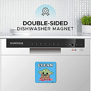 DUNGGLE Dishwasher Magnet Clean Dirty Sign Indicator, Washing Machine Magnet Double Sided Kitchen Dish Washer Refrigerator Magnet Flip with Magnetic Plate