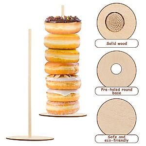INOOMP 3pcs Display Stand Wood Wood Donut Stand Bar Wooden Donut Bagels Display Stand Holder Reusable Rustic Doughnut Board Holder for Baby Showersfor Wedding Birthday Treat Parties