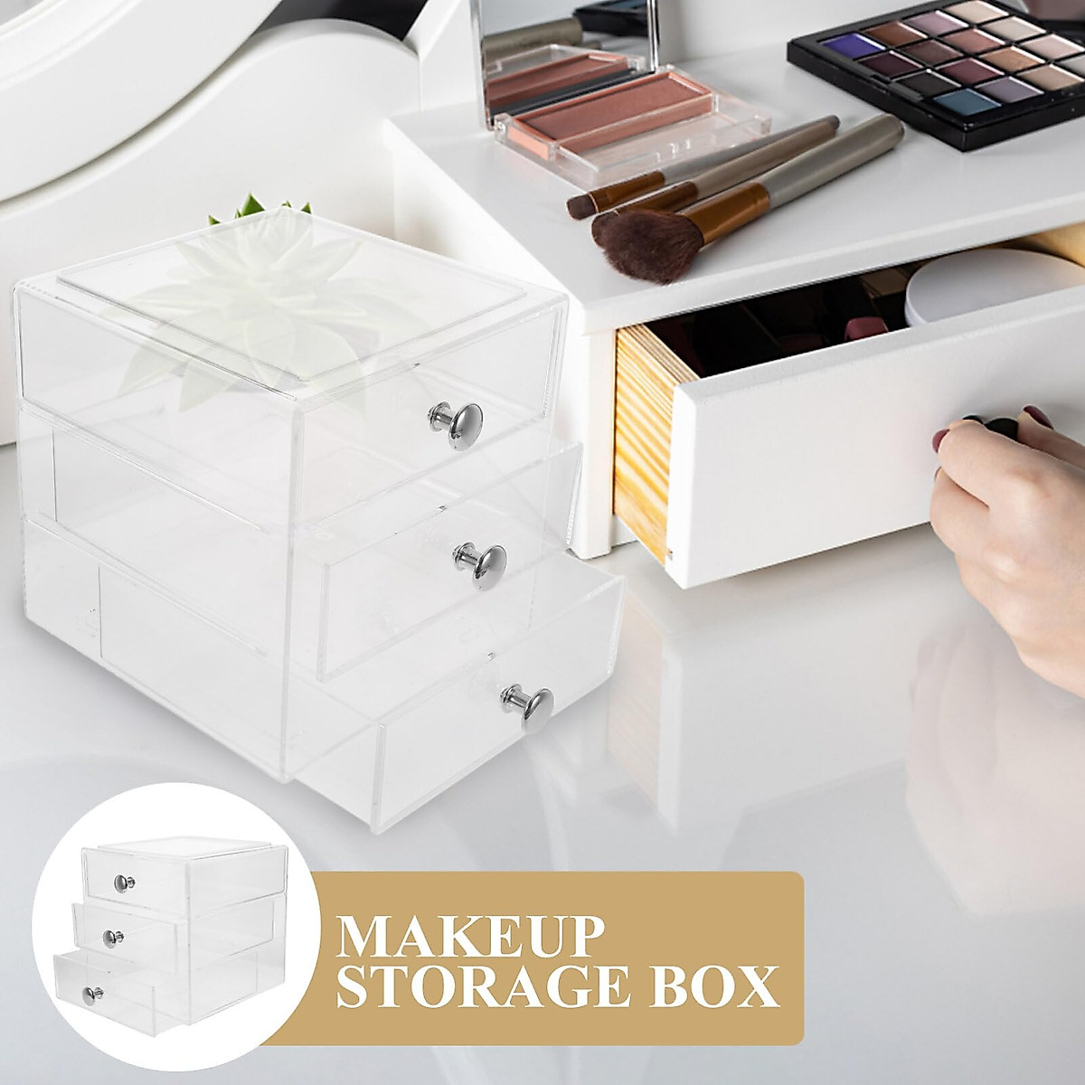 Cabilock Drawer Storage Box Box make up drawer desktop drawers organizer desktop storage box with drawer cosmetic display case Acrylic Storage rack jewelry trash box drawers Facial mask