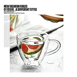 Heart Shaped Espresso Cups Set Of 2-Double Wall Glass Coffee Cup Insulated Mugs With Closed Handle-Heat Resistant Glass Espresso Drinkware - Perfect To Keep Your Espresso Hot