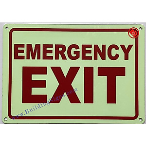 Photoluminescent EMERGENCY EXIT SIGN/GLOW IN THE DARK FIRE EMERGENCY EXIT SIGN (ALUMINIUM, 7X10 INCH,HEAVY DUTY, RUST FREE)
