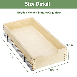 LOVMOR Pull Out Cabinet Organizer 10½” W x 21” D, Cabinet Drawers Slide Out with Full Extension Rail Slides with U-Bracket, Pull Out Shelves for Kitchen Cabinets and Pantry with Soft Close