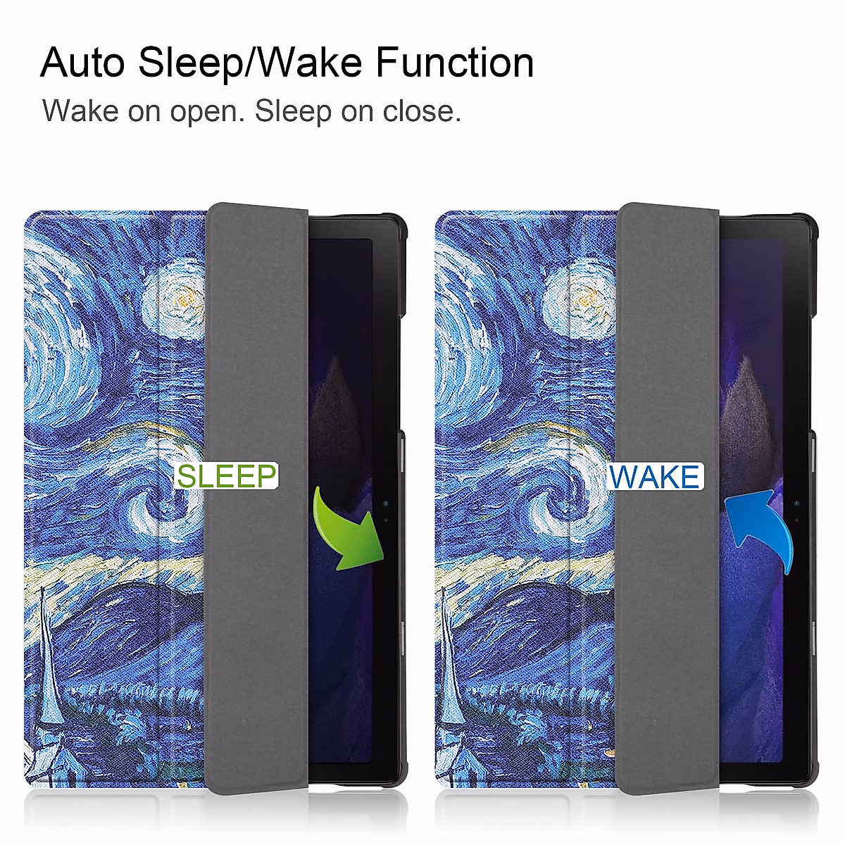 UUcovers Case for Samsung Galaxy Tab A8 10.5" (2022) (SM-X200/X205/X207) Magnetic Cover with Auto Sleep/Wake Multi-Angle Stand Lightweight PU Leather Hard Back Shockproof Shell,Van Gogh, Starry Night