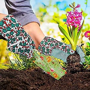 MERTURN Garden Tool Set,6Pcs Heavy Duty Aluminum Gardening Tools Kit Include Garden Gloves,Rake, Shovel,Candles, Gardening Gifts Box for Women Men Gardener with Floral Pattern