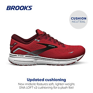 Brooks Men's Ghost 15 Neutral Running Shoe - Red/Blue Haze/White - 10 Medium