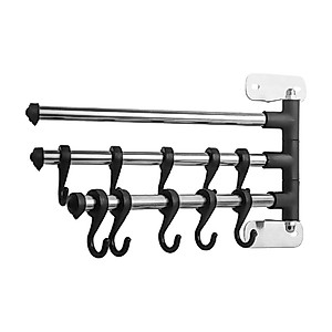 Multifunctional Organizer Wall Mounted Swivel Kitchen Utensil Holder 3 Tiers Towel Rack Hanging Storage Rack No Drilling Towel Holders for Bathroom Kitchen Cabinet Inside Wall Mounted