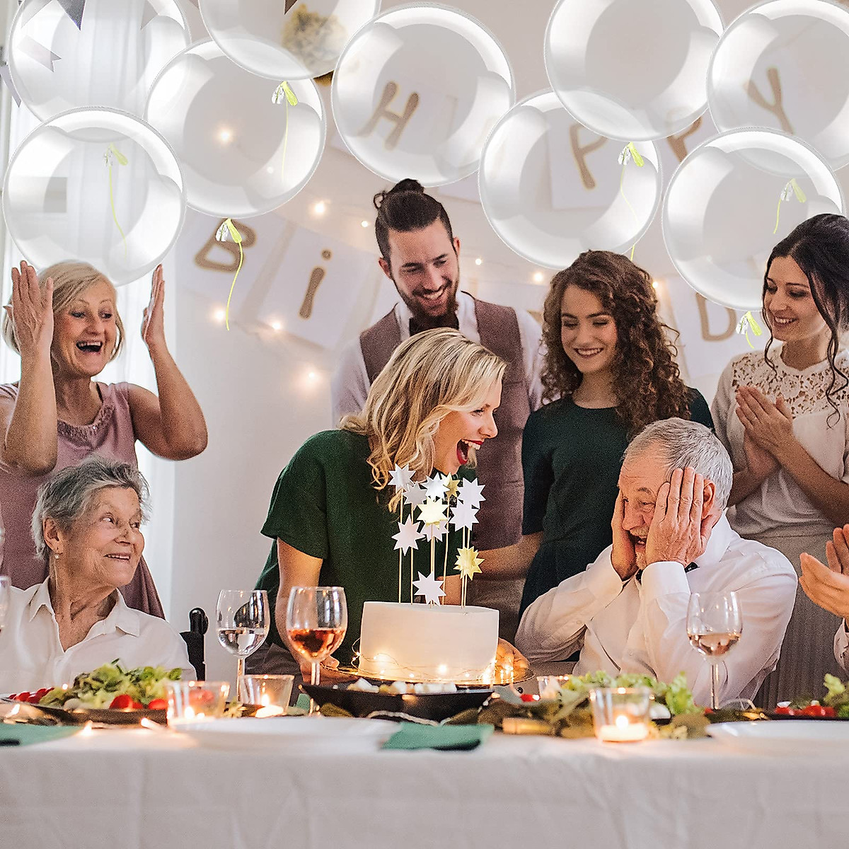 50 Pcs Clear Bubble Bobo Balloons Globos Burbuja Transparent Clear Balloons Transparent Balloons for Christmas Wedding Birthday Indoor Outdoor Party Decoration (12 Inch)