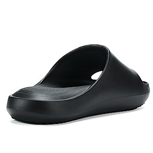 ANLUKE Pillow Slippers for Women and Men Comfortable Cloud Slides for Indoor and Outdoor Home Cushioned Thick Sole Soft Rebound Black 38/39