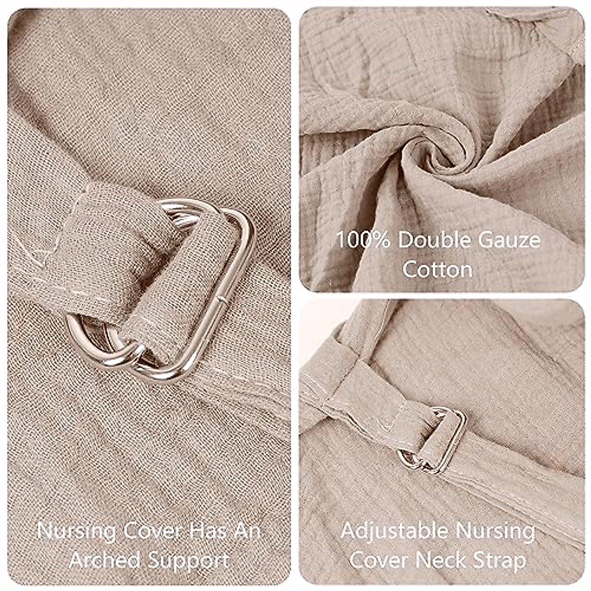 Nursing Cover for Baby Breastfeeding & Pumping, Soft & Breathable Fabric with Rigid Hoop for Mother Nursing Apron, Covers Car Seat Stroller Cover & Shopping Cart (Khaki)