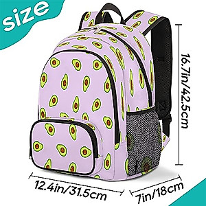 Avocado School Backpacks for Girls Boys Teens Students,Green-Avocado Stylish College Backpack Book Bag With Chest Strap,Waterproof Travel Backpacks for Women Men