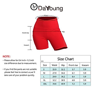 DAYOUNG Women Yoga Shorts High Waist Tummy Control Workout Biker Running Athletic Compression Short with Pockets Y27-Red-M