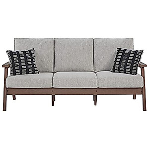 Signature Design by Ashley Outdoor Emmeline HDPE Patio Sofa with Cushion, Brown