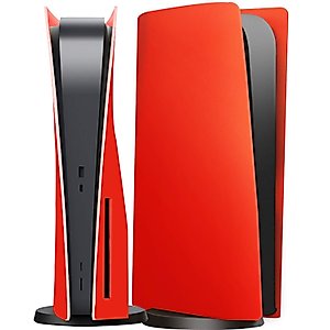 PS5 Console Replacement Shell, Megadream Hard ABS Shockproof Anti-Scratch Dustproof PS5 Console Case Cover Replacement Plate Shell for PS5 Console Disc Edition - Red