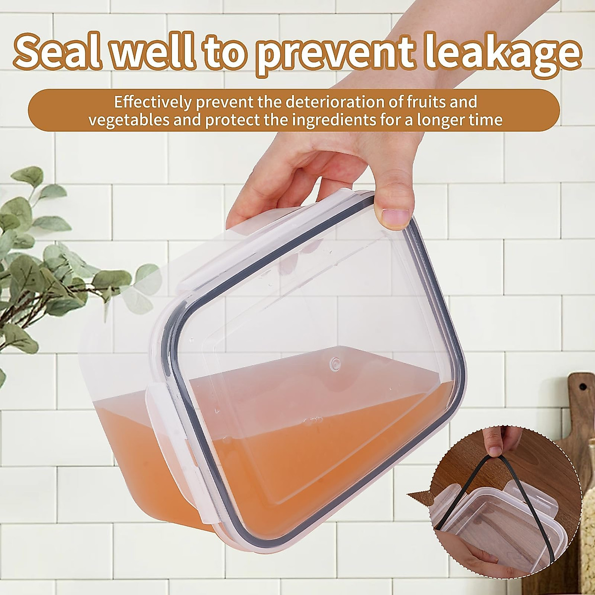 4-Piece Leakproof Fresh Fruit Containers with Strainer Lid - Easy Open & Close Plastic Berry Containers for Fridge