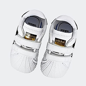 adidas Originals unisex child Superstar Sneaker, Core White/Black/White, 4 Toddler US