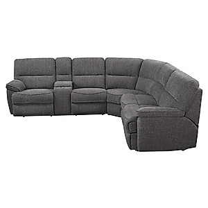 Madrona Burke Lucas Lunar Gray Full Sleeper Sectional Recliner Loveseat with Power Controls and Dual USB Ports