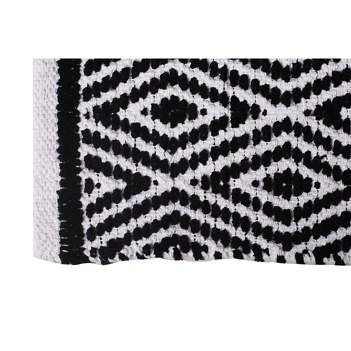 THE BEER VALLEY Cotton Diamond Rug 21x34 Inches - Black, Reversible Machine Washable Accent Rugs for Bedroom, Kitchen, Entryway, Bathroom