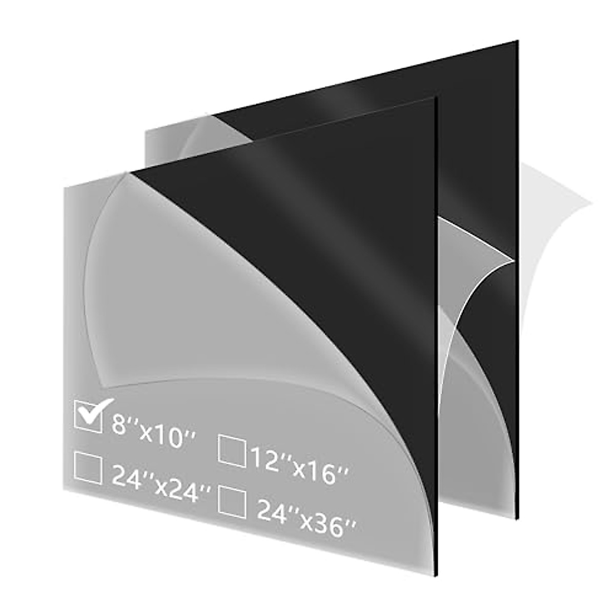 KEVJES Premium Glossy Black Cast Acrylic Plexiglass Lucite Sheets-1/8 Inch Thick (3mm) (2, 8x10 inch-3mm)