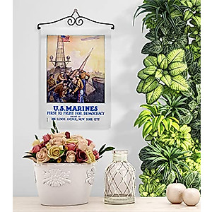 US Brotherhood First to Fight Garden Flag Set Wall Hanger Armed Forces Marine Corps USMC Semper Fi United State American Military Veteran Retire House Banner Small Yard Gift Double-Sided, Made in USA