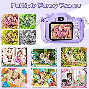 OUTUVAS Kids HD Digital Video Cameras for Toddler, Christmas Birthday Gifts for Boys and Girls Age 3+, 1080P HD Anti-Drop Camera, with 32GB SD Card. (Purple)