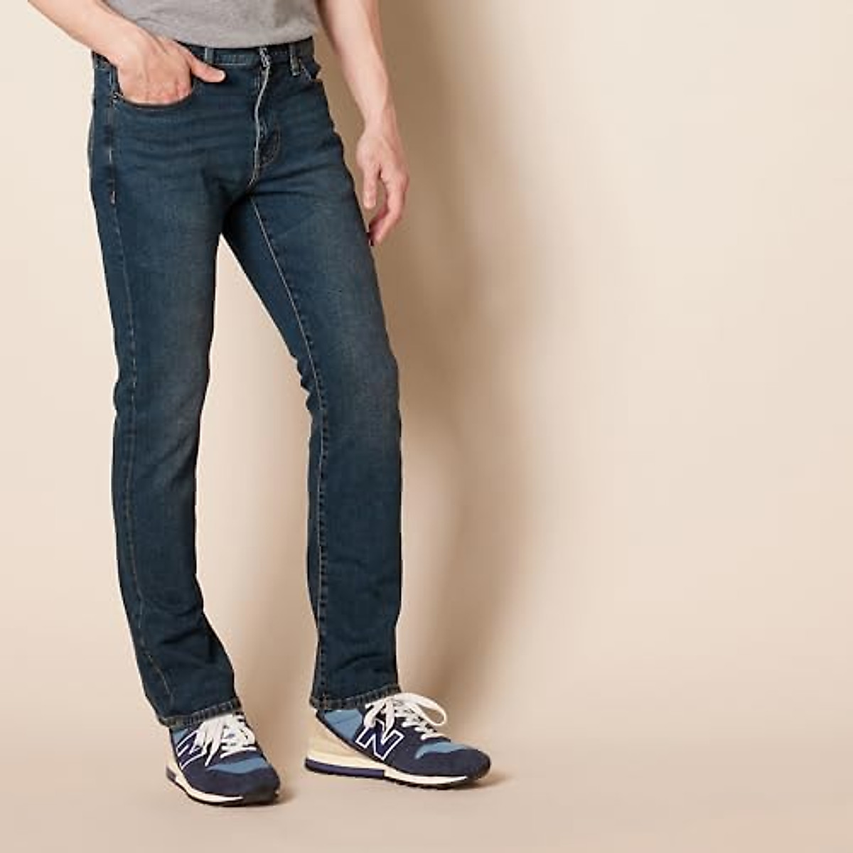 Amazon Essentials Men's Jeans, Slim Fit Stretch, Dark Wash, Bootcut, 42W x 28L