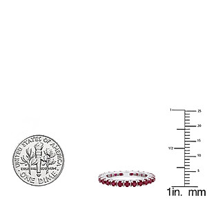 Dazzlingrock Collection 1.80 Carat (ctw) 10K Round Ruby Ladies Eternity Wedding Stackable Band 1 3/4 CT, White Gold, Size 7