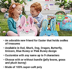 Let’s Make Memories Personalized Furry Critter Easter Basket for Kids - Blue Bunny
