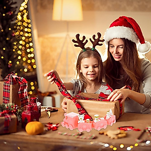 Amosfun Christmas Tree Train Decorations Christmas Train Set for Around/Under The Tree Tracks Electric Train Sets Mini Christmas Tree Train Plastic Train Table Decor Pink