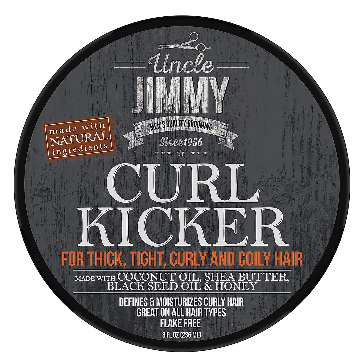 Uncle Jimmy Curl-Kicker Hair Cream for Men - Medium Hold Forming Cream - Flake Free Hair Styling Cream with Black Seed Oil and Honey 8 Fl Oz