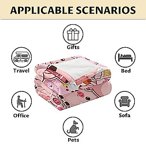 Pig Blanket Gifts - 50x60 Inches Cute Throw Blanket for Women & Girls - Pink Soft Fuzzy Plush Blankets for Bed, Couch, Sofa