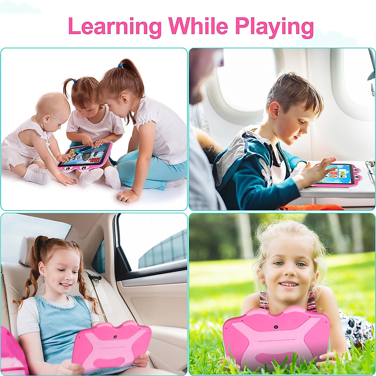 Kids Tablet 10.1 Inches Tablet for Kids, Android 11 64GB Kids Tablets with Case, Google Play, YouTube, Dual Camera, WiFi, Bluetooth, Apps Pre-Installed, Education, Parent Control Tablet (Pink)
