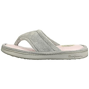Dearfoams womens Melanie Colorblocked Microfiber Terry Thong Shoe Slipper, Sleet, Large US