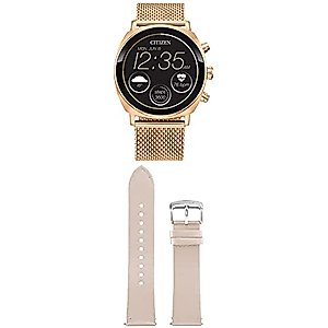 Citizen CZ Smart 41MM Unisex Casual Rose Gold Smartwatch with YouQ App Featuring IBM Watson® AI and NASA Research, Touchscreen, Wear OS by Google™, GPS, Activity Tracker & CZ Smart Pink Leather Strap