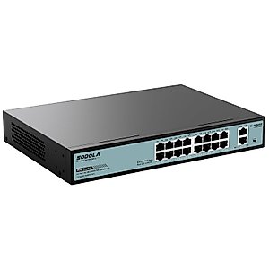 SODOLA 24 Port Gigabit PoE Switch 400W|24 Gigabit PoE+ Ports&2 Gigabit SFP Uplink, Support QoS,Extend/VLAN Mode, Fanless Rackmount, IEEE802.3af/at, Plug&PlayGigabit Ethernet Unmanaged Network Switch