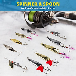 GOANDO Fishing Lures Kit 302Pcs Accessories Set for Bass Trout Salmon with Topwater Lures Crankbaits Spinnerbaits Spoon Worms Jigs and More Fishing Gear with Tackle Box