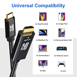 USB C to HDMI Cable 25FT 4K60HZ,USB Type C to HDMI Adapter, Thunderbolt 3/4 to HDMI Cable Compatible with Galaxy S22 /S20, MacBook Pro/Air 2020, iPad Pro 2021/2020, Surface Book 2, XPS 15