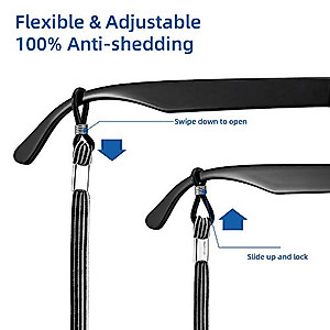 SCWJTF Eyeglass Straps, 4PCS Premium Nylon Adjustable Eyewear Retainers, Anti-slip Eyeglass Lanyard, Sport Unisex Sunglass Eyeglass Chains for Men and Women's, Free 3 Gifts