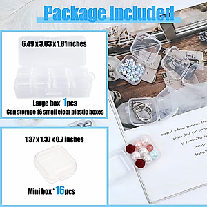 YIMIKE Mini Clear Jewelry Box,16Pcs Small Plastic Storage Transparent Boxes Containers,Portable Travel Packaging for Item Craft,Beads,Pills,Earplug,Ear Studs,Necklaces,Rings,Earring,Card