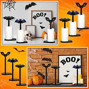 Sliner 3 Pcs Halloween Bat Paper Towel Holder Gothic Paper Towel Holder with Coffin Base Gothic Home Decor for Spooky Rustic Halloween Bat Decor for Home Toilet Kitchen